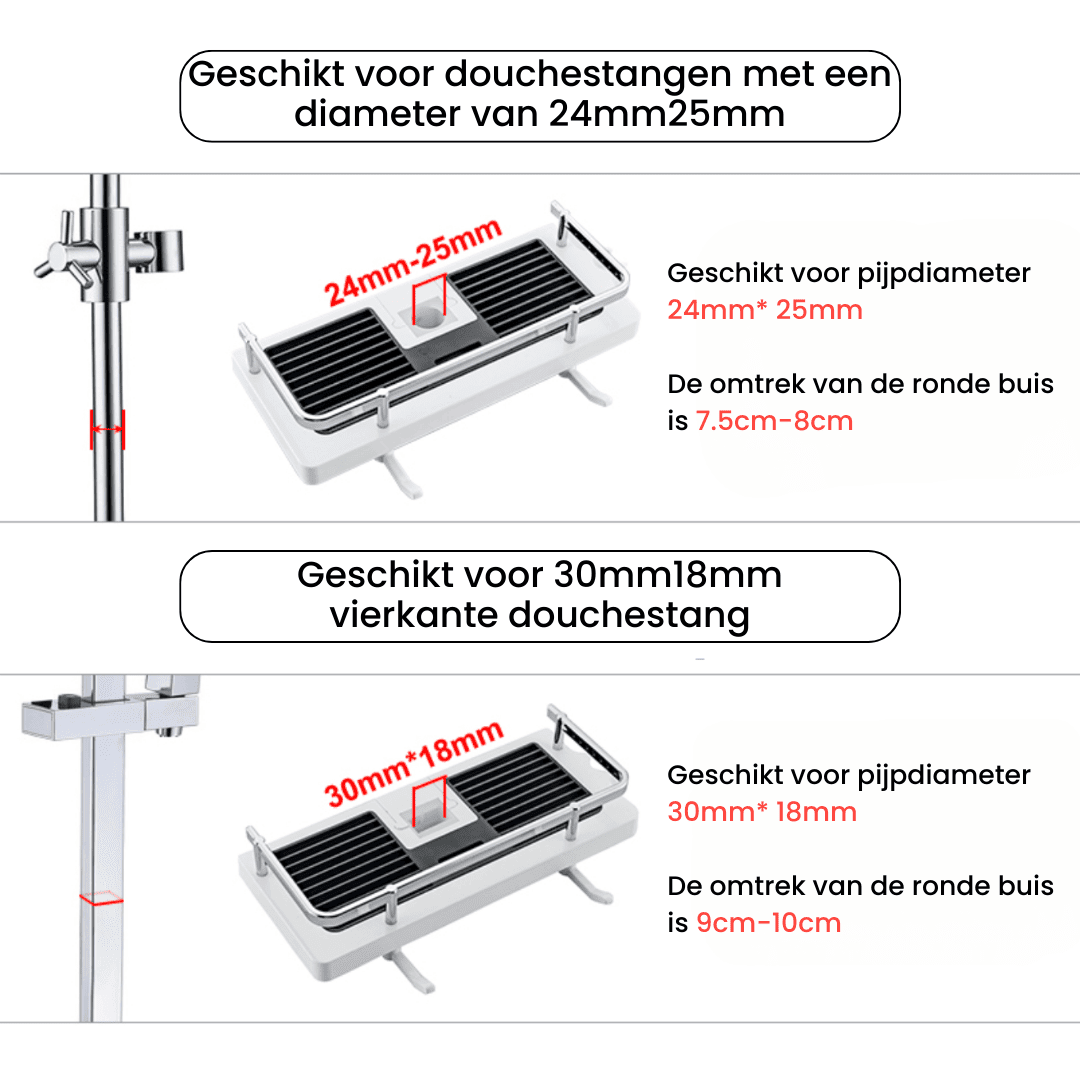 WallWise Geen-Boor Badkamer Opbergsysteem – voor Douche & Stang ...