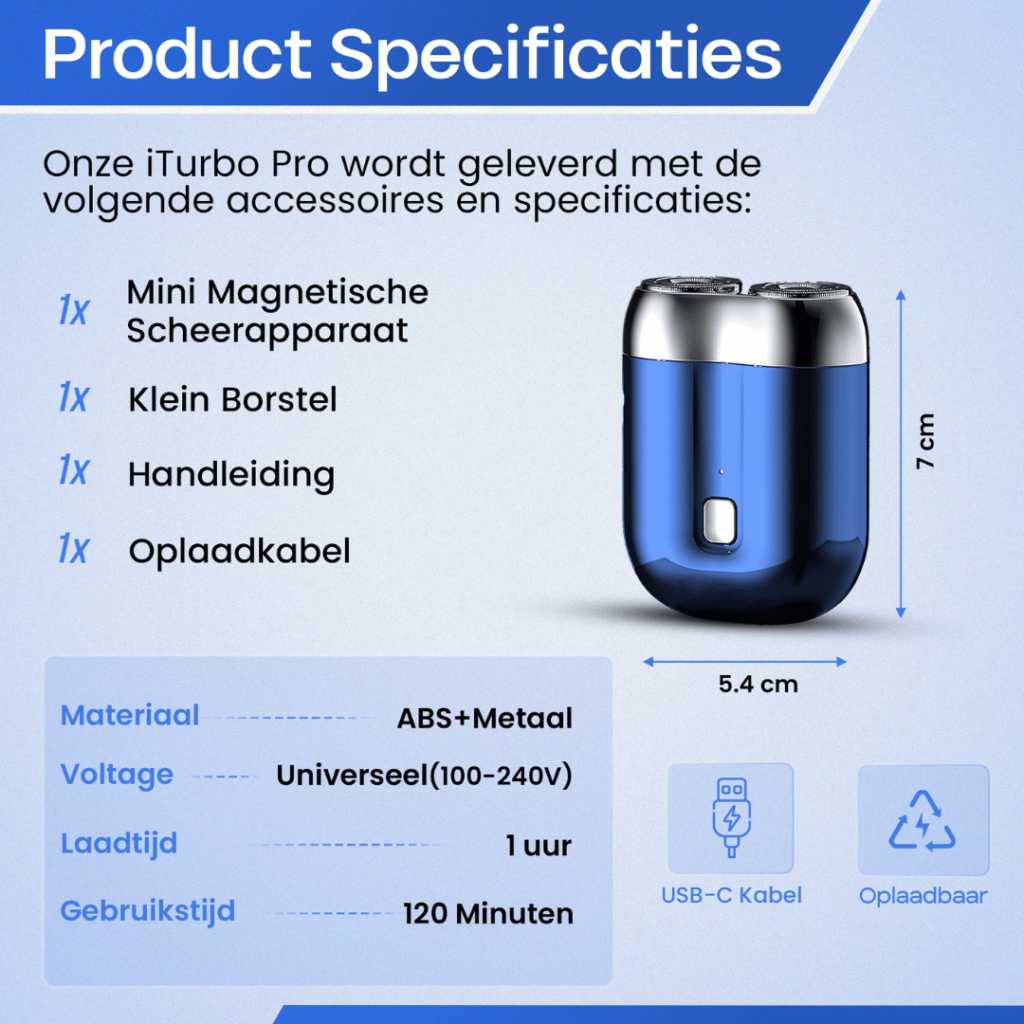 iTurbo Pro - Dubbelkoppige Turbo Spin Elektrische Scheerapparaat ...