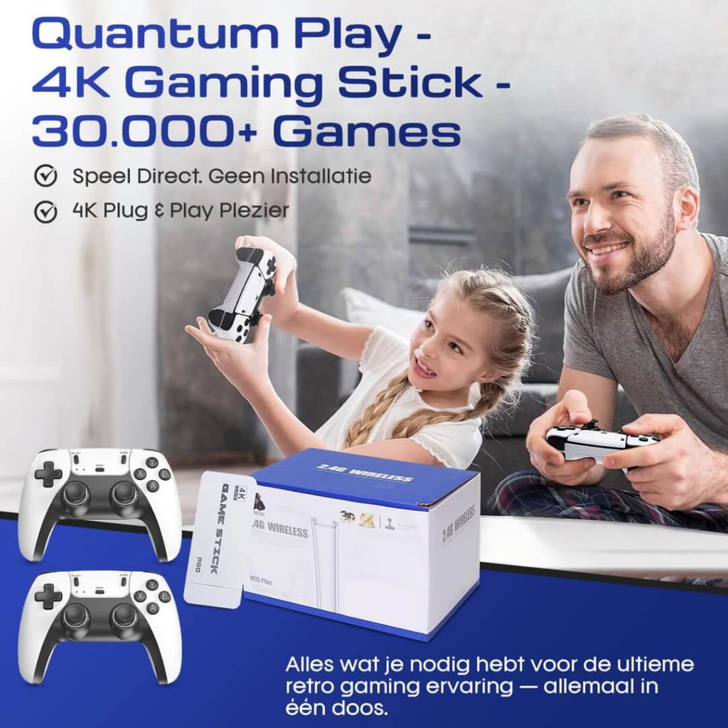 Quantum Play - 4K Gaming Stick - 30.000+ Games - Koopje.com