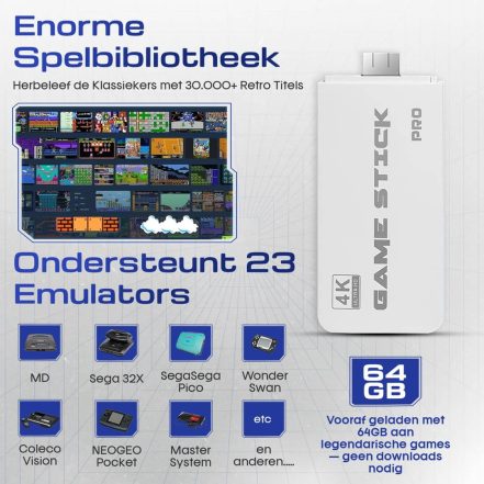 Quantum Play - 4K Gaming Stick - 30.000+ Games - Koopje.com